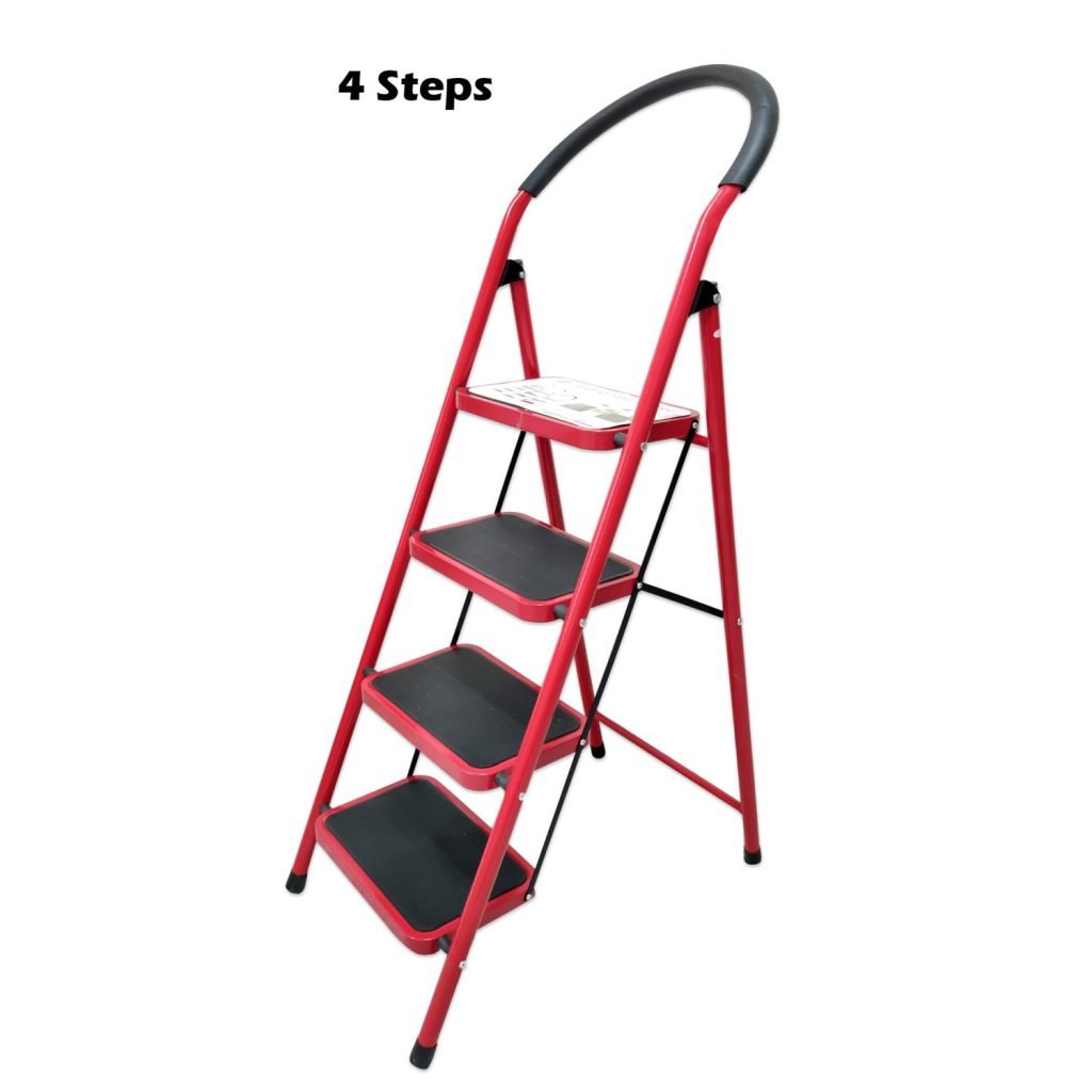 Red Aluminium Ladders - Rubber Pad Multi-Purpose Portable Ladder For ...