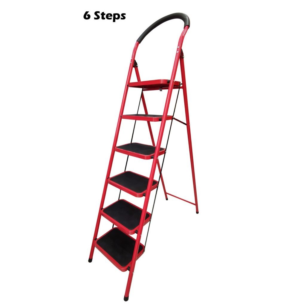 Red Aluminium Ladders - Rubber Pad Multi-Purpose Portable Ladder For ...